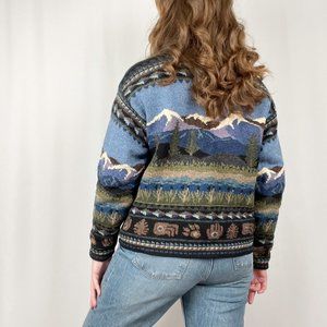Vintage | Sweaters | Vintage Icelandic Design Wool Woven Landscape ...